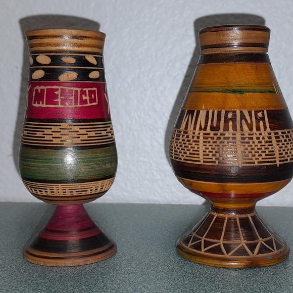 Dining | Vintage Hand Carved Painted Wooden Made In Mexico Salt And ...